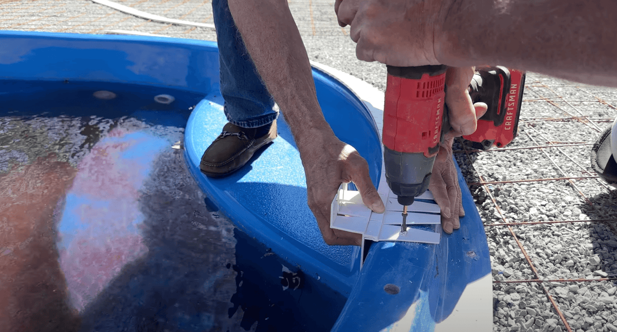 Installing Z Poolform Receiver Track on fiberglass pool with narrow to